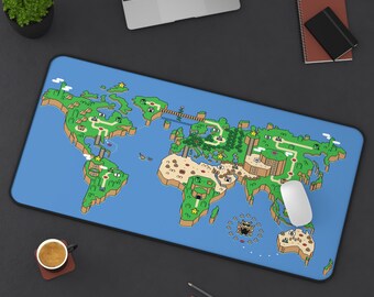 Super Mario World Map Retro Gaming Mouse Pad - Etsy