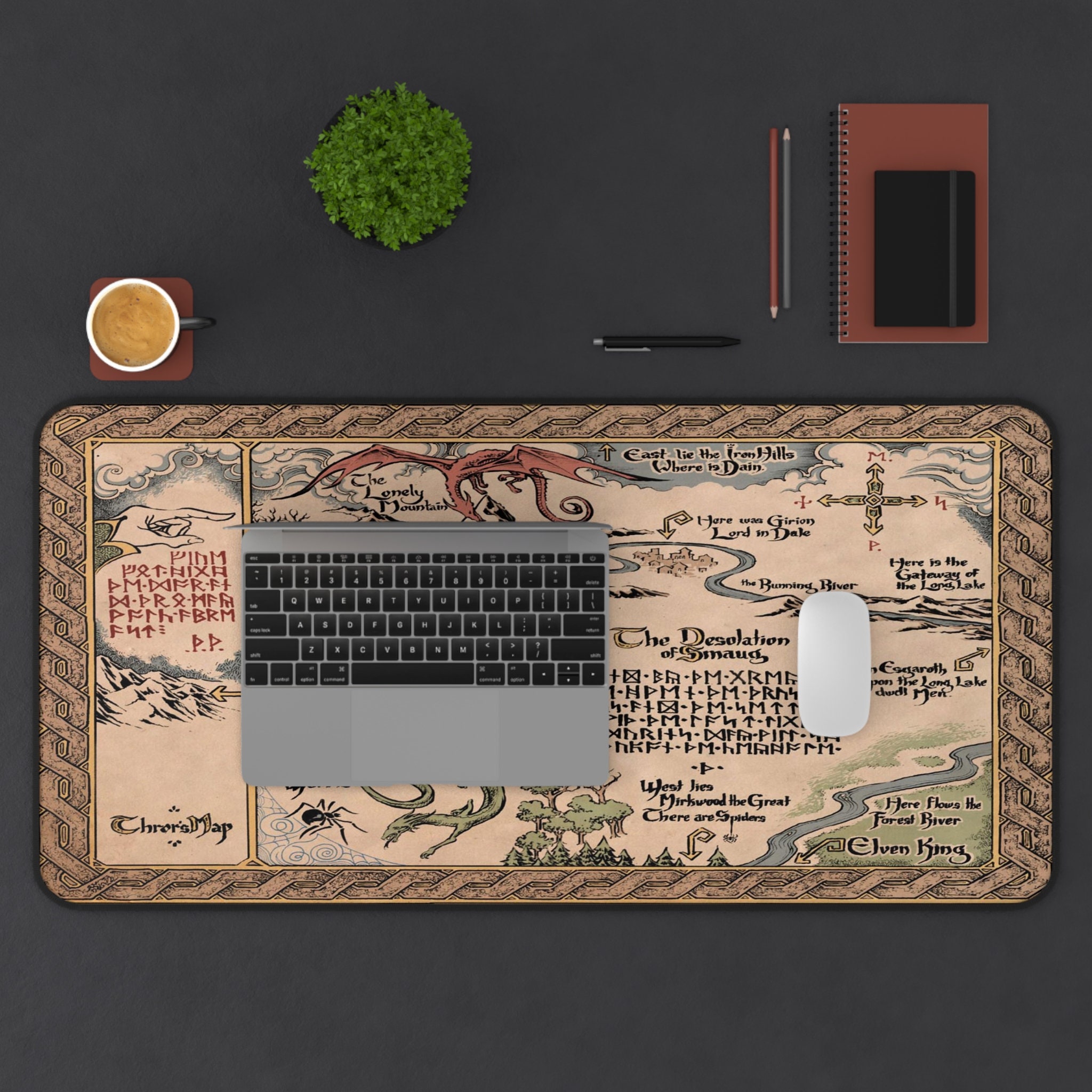 LOTR Middle Earth Map Mousepad the Hobbit Map Desk Mat Gift for Gamer ...