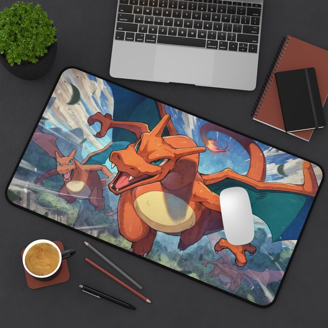 Pokemon Charizard Desk Mat Anime Desk Mat Gift for Gamer Gaming ...
