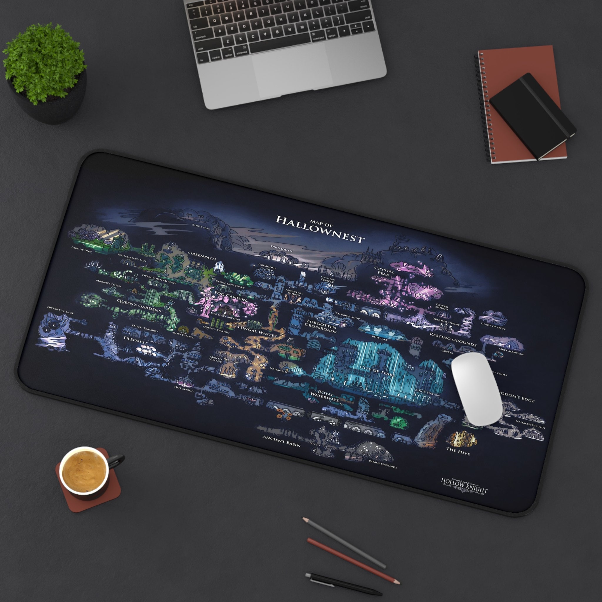 Hollow Knight Map Mousepad | Hallownest Desk Mat | Anime Desk Mat ...