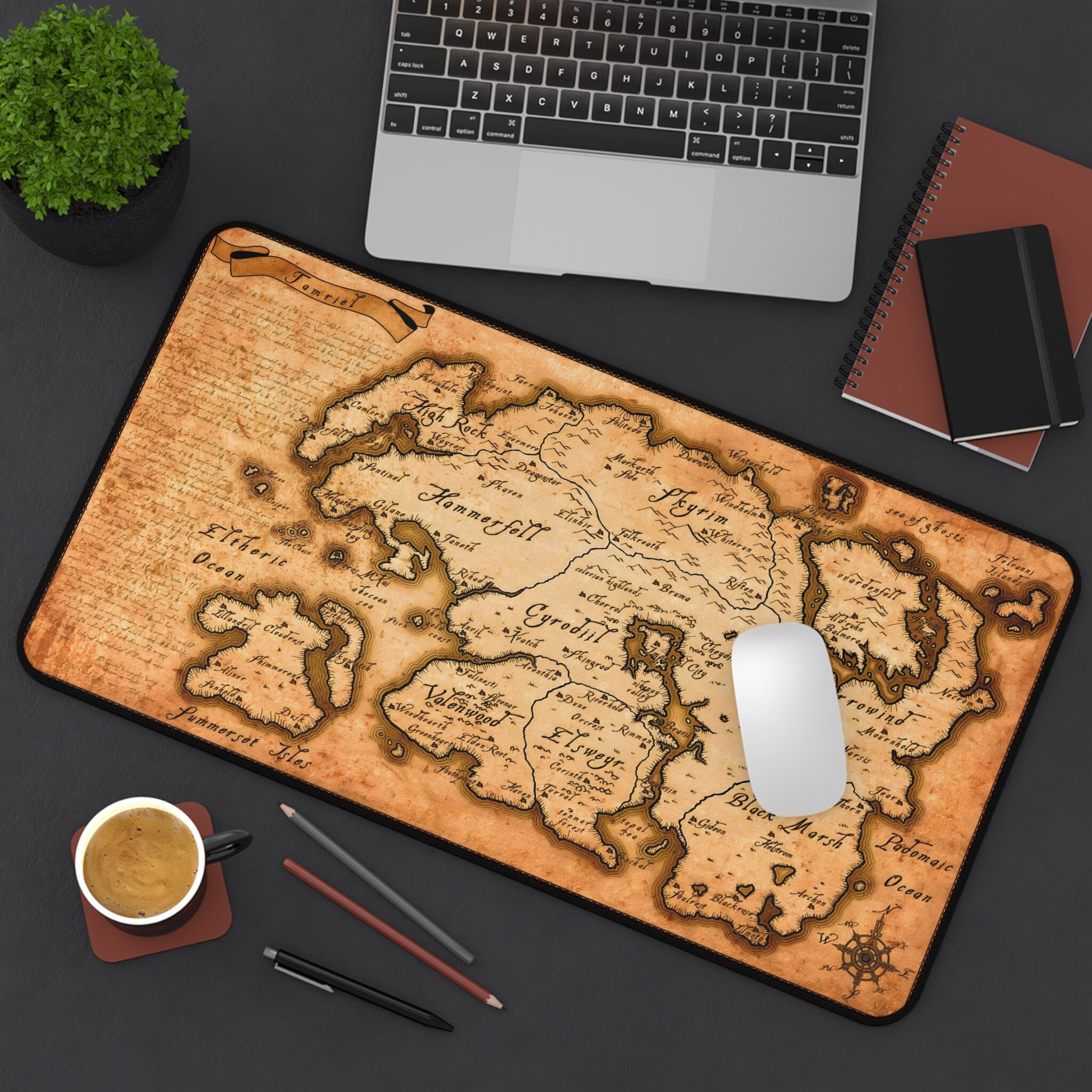The Elder Scrolls V Skyrim Tamriel Map Mouse Pad Tamriel Desk Mat Anime ...