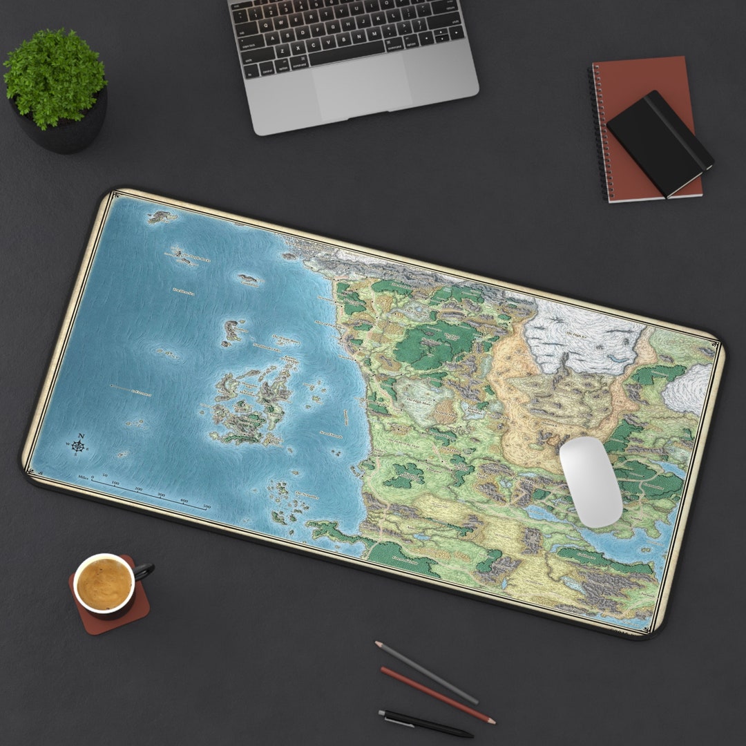 Sword Coast Map Mouse Pad | Dungeons & Dragons Map Desk Mat | Forgotten ...