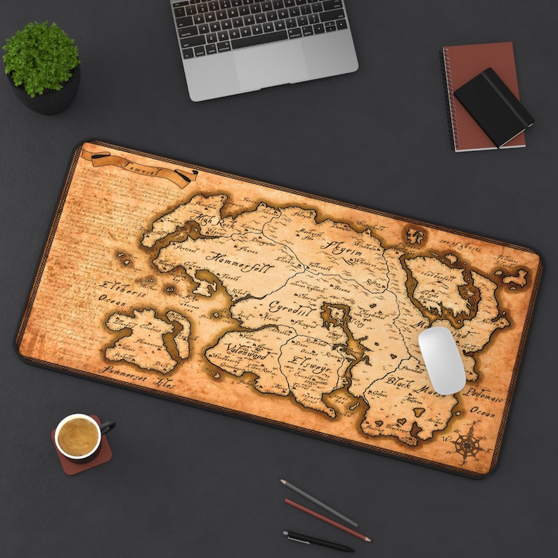 The Elder Scrolls V Skyrim Tamriel Map Mouse Pad Tamriel Desk Mat Anime ...