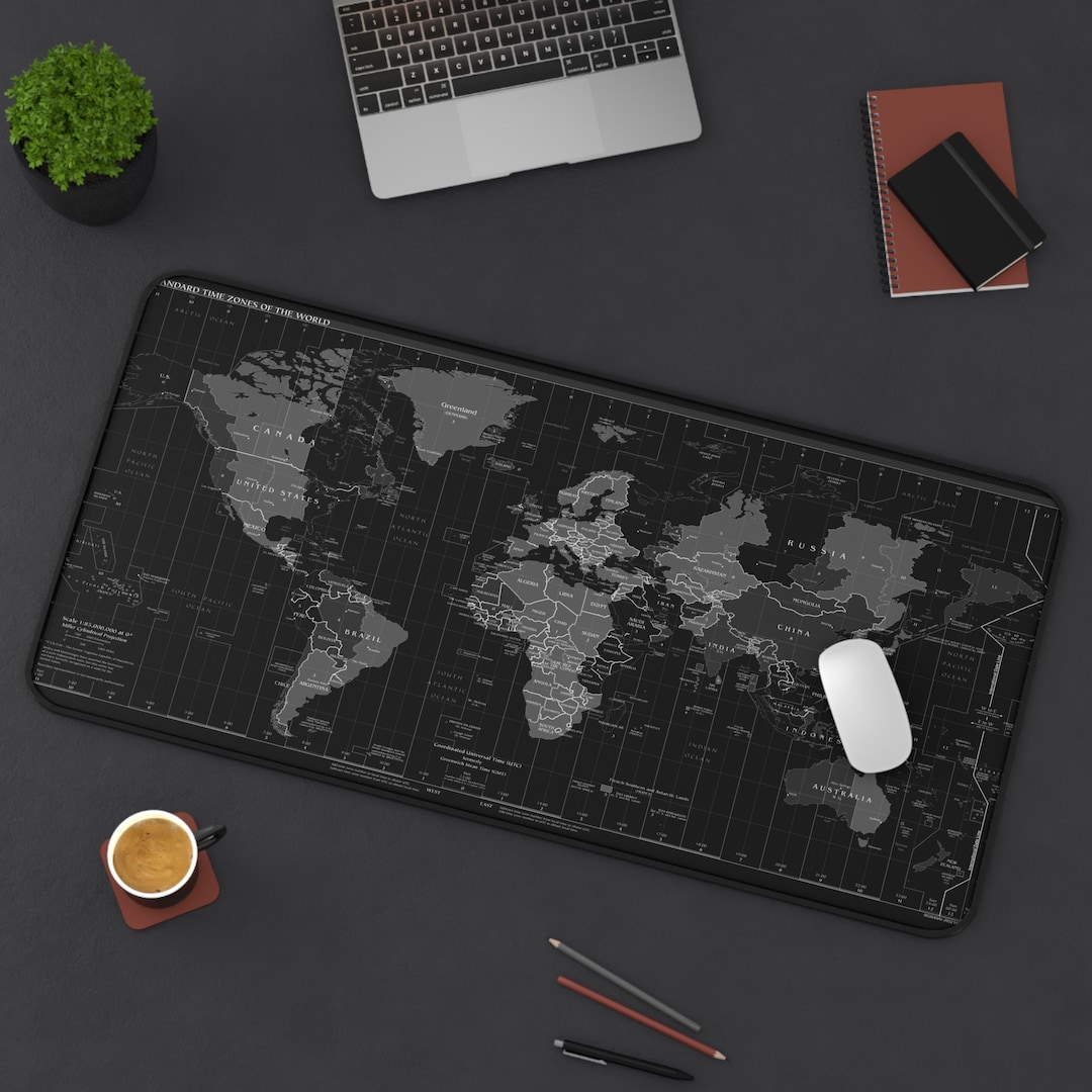 Black World Map Desk Mat | Anime Mouse Pad | Gift for Gamer | Gift for ...