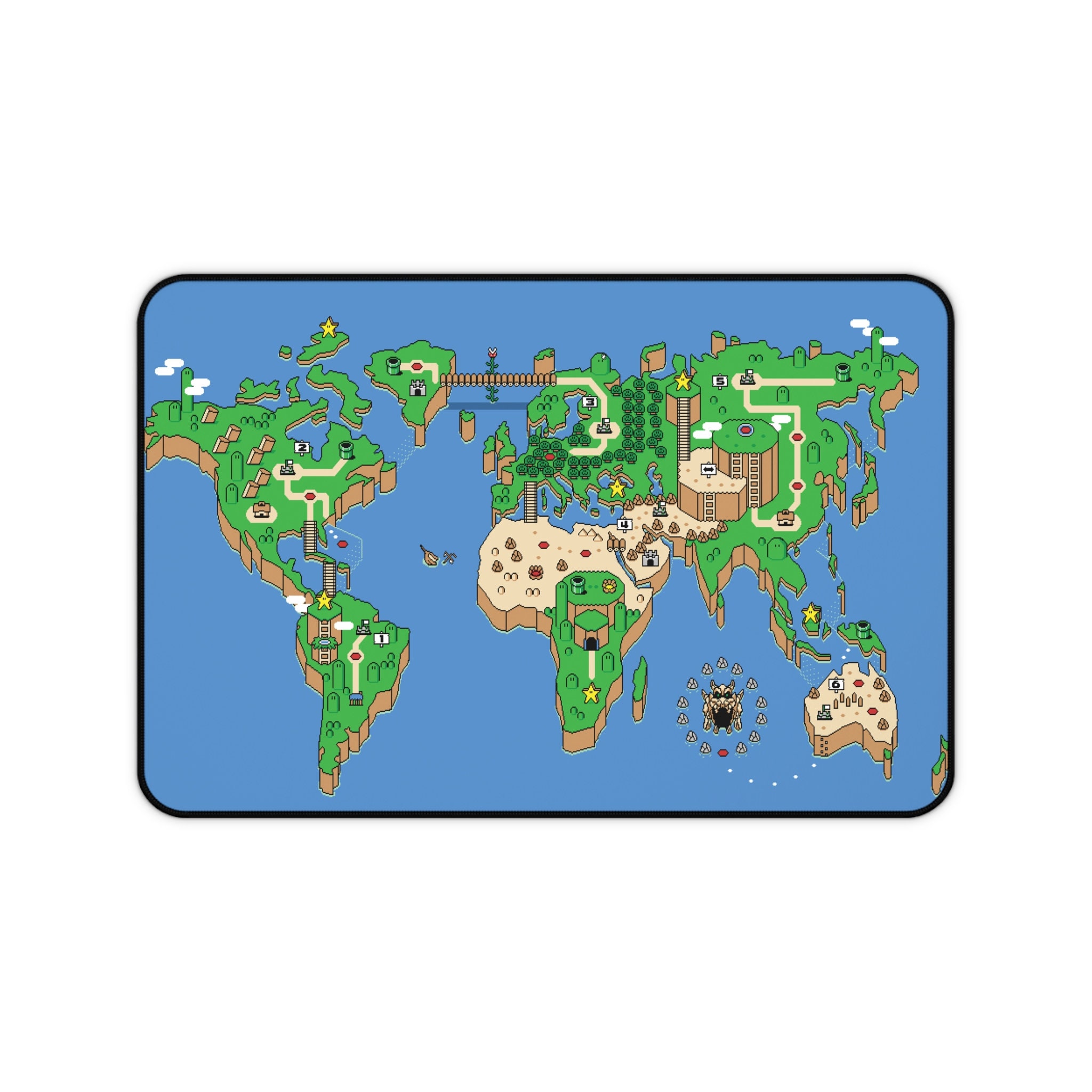Super Mario World Style Earth Map Desk Mat Colorful Gaming Mouse Pad ...