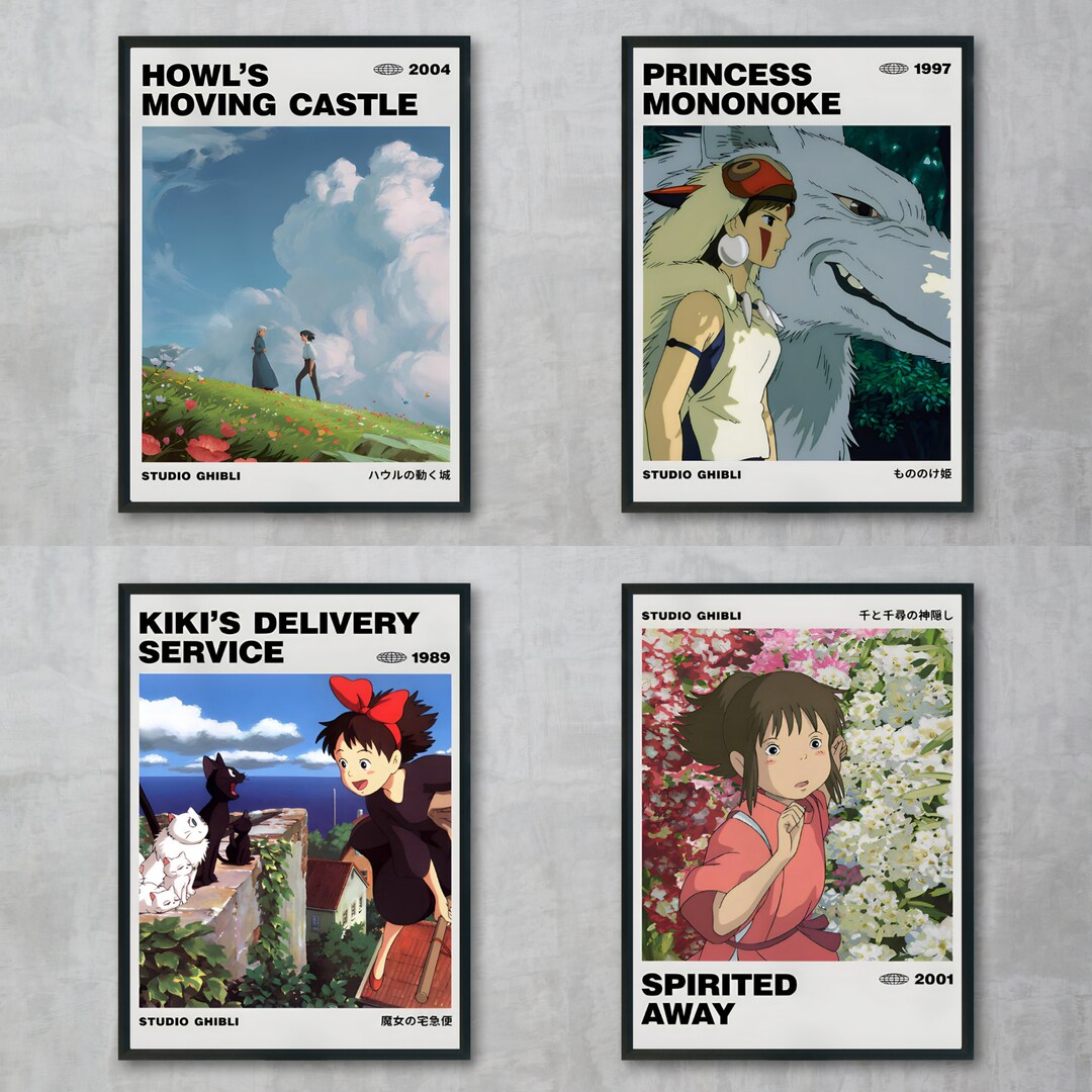 Studio Ghibli Poster 4 Models Howl's Moving Castle Poster Kiki's ...