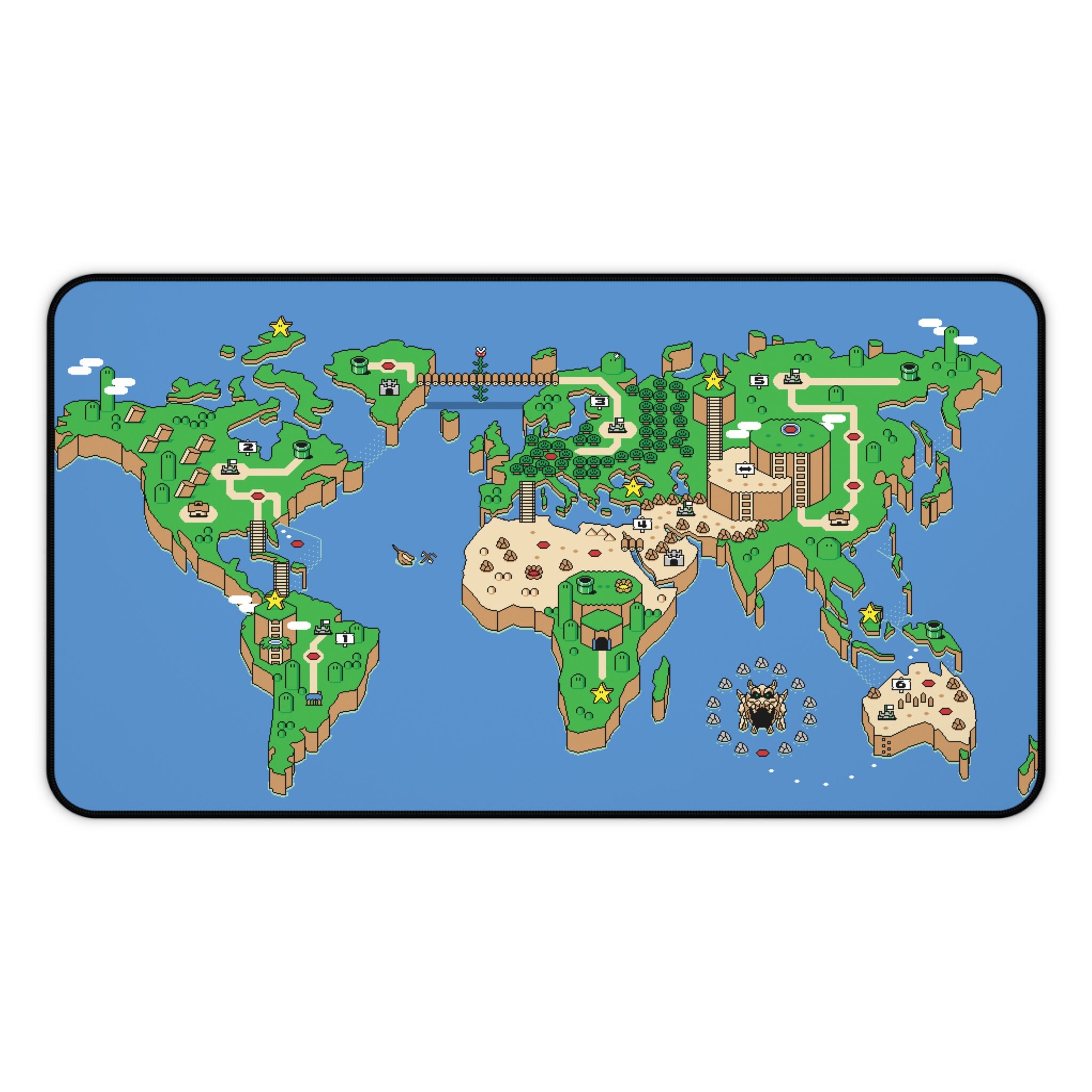 Super Mario World Style Earth Map Desk Mat Colorful Gaming Mouse Pad ...