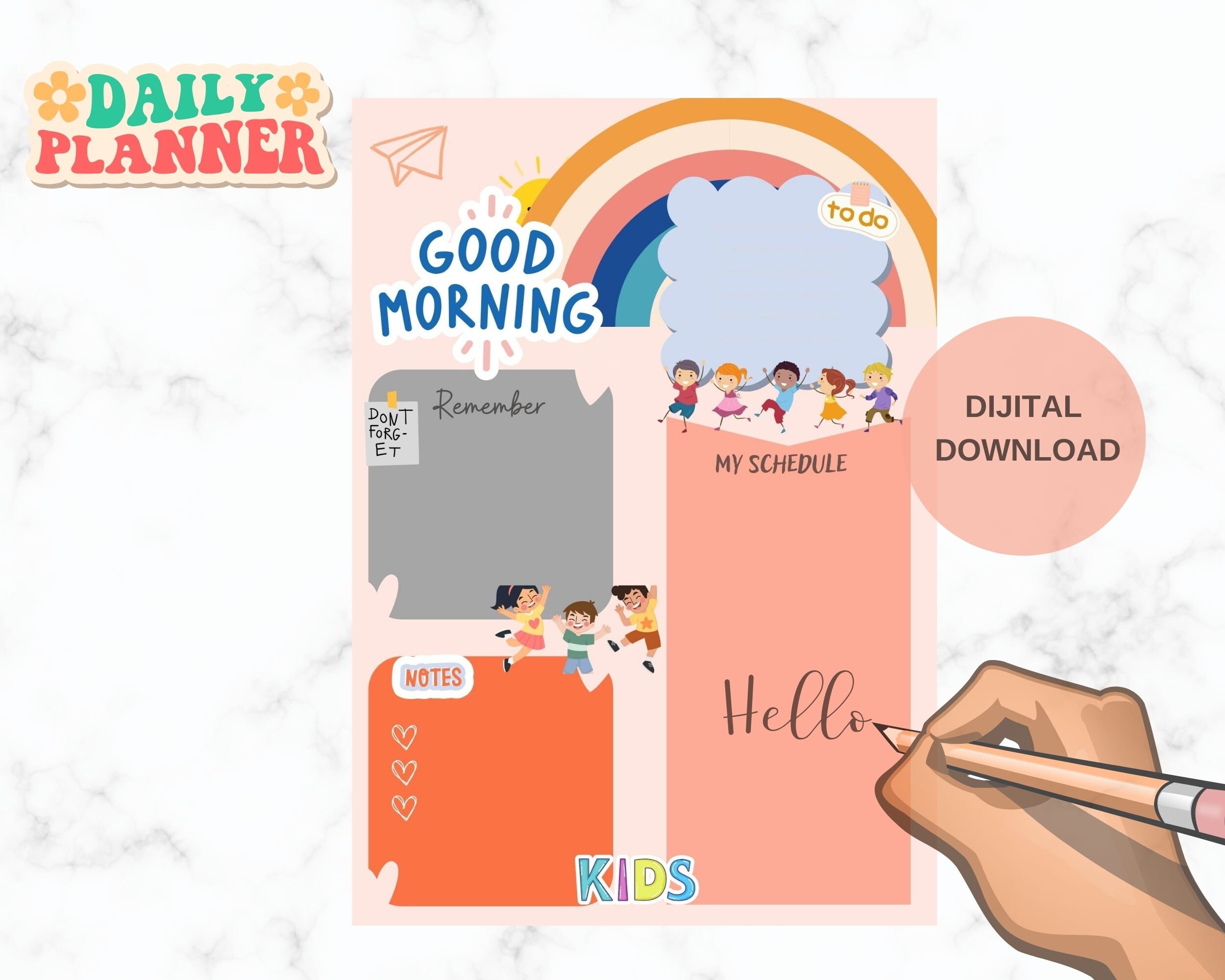 Kids Daily Planner Printable Planner for Kids Diary for - Etsy