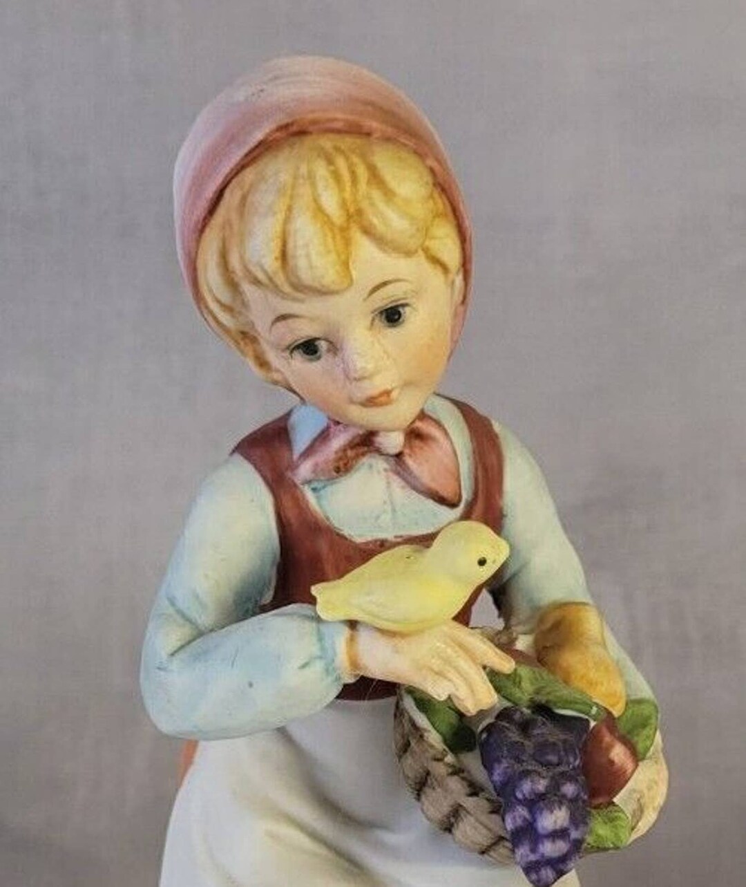 Shafford Japan Figurine Girl Sitting Barefoot Fruit Basket Bird ...