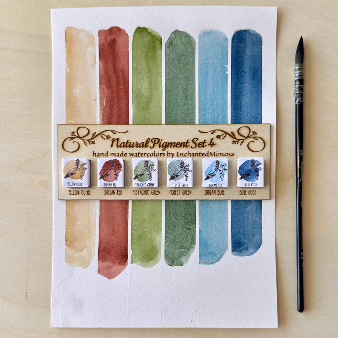 Handmade Watercolor Set 4, Handmade Mineral Watercolor Paint, Travel ...