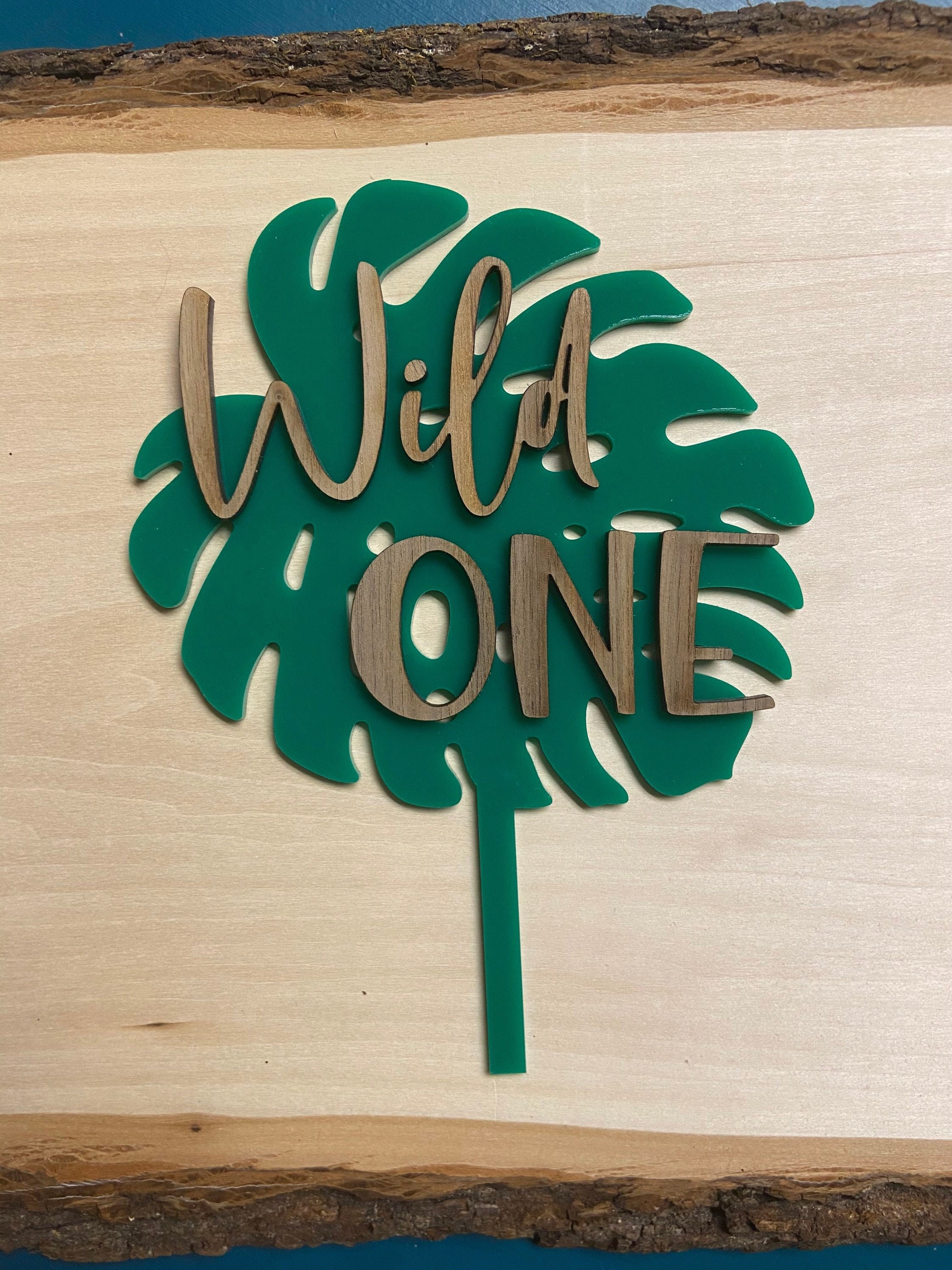 Wild One Cake Topper, Safari Birthday, Tropical Leaf Cake Topper ...