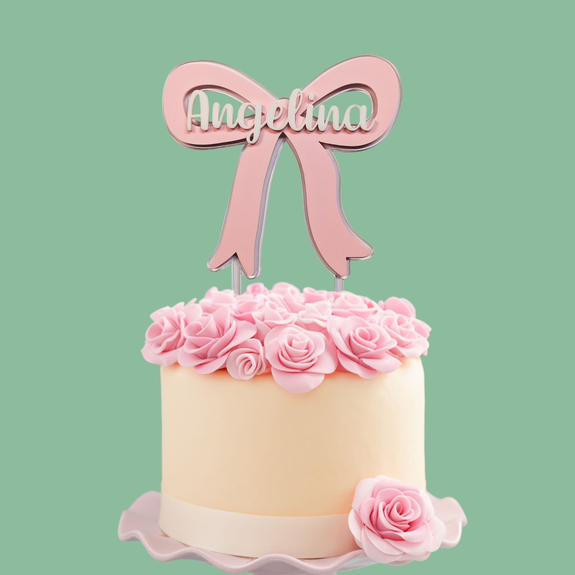 Bow Cake Topper, Coquette Pink Bow Topper, Personalized - Etsy