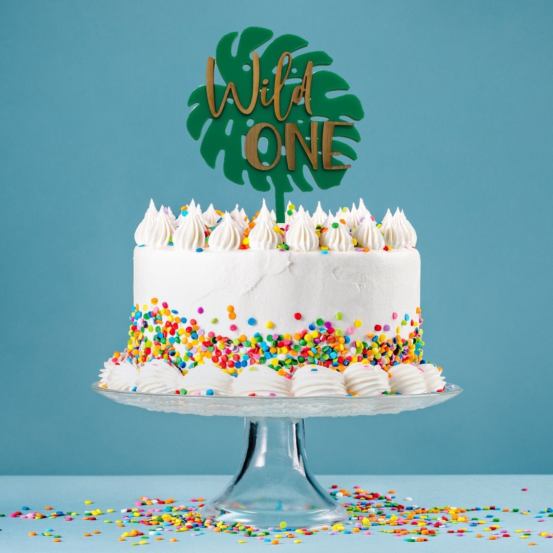 Wild One Cake Topper, Safari Birthday, Tropical Leaf Cake Topper ...