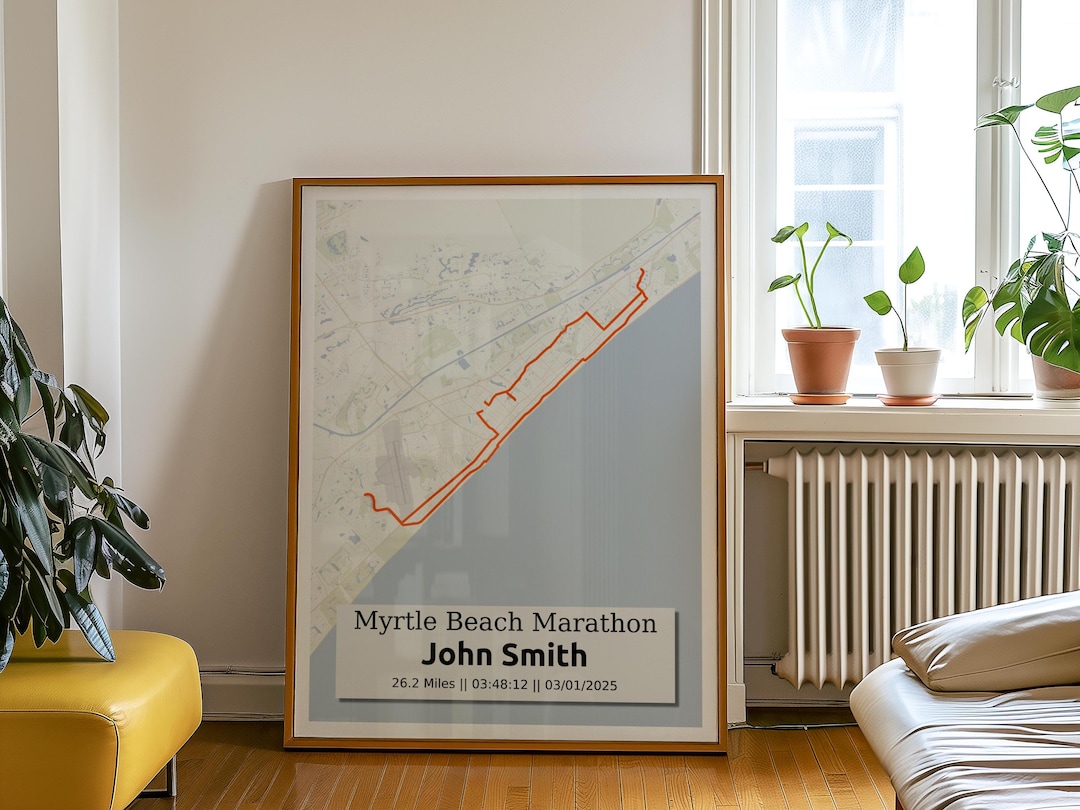 Myrtle Beach Marathon Custom Map Poster: Personalized Runner Gift - Etsy