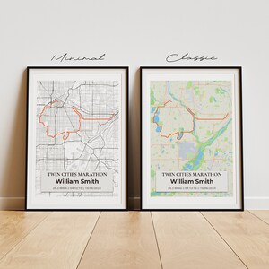 Custom Twin Cities Marathon Map Poster, Personalized Running Time and ...