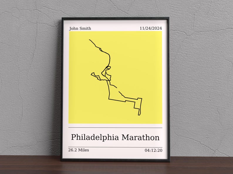 Philadelphia Marathon Custom Route Poster, Personalized Running Time ...
