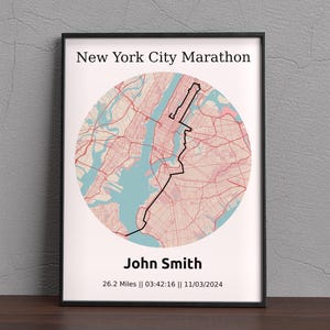 New York City Marathon Custom Map Poster, Personalized Running Time and ...