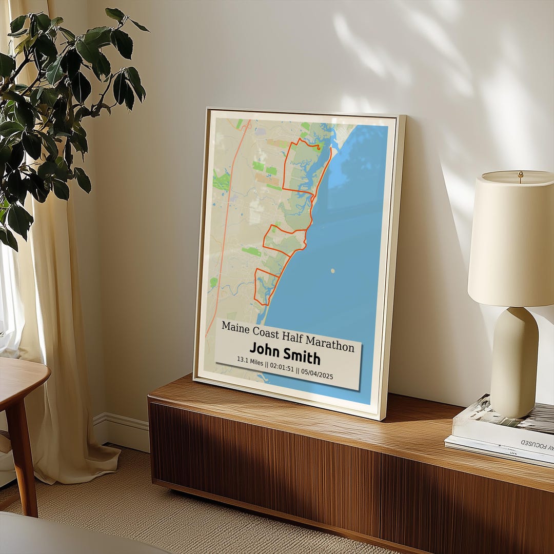 Maine Coast Half Marathon Map Print: Personalized Runner Gift - Etsy
