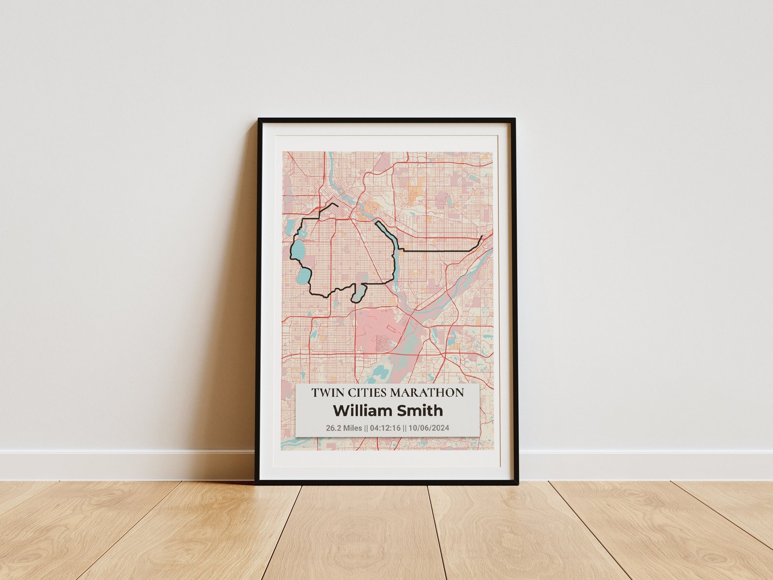 Custom Twin Cities Marathon Map Poster, Personalized Running Time and ...