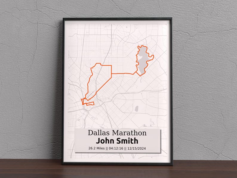Dallas Marathon Custom Map Poster: Personalized Runner Gift - Etsy