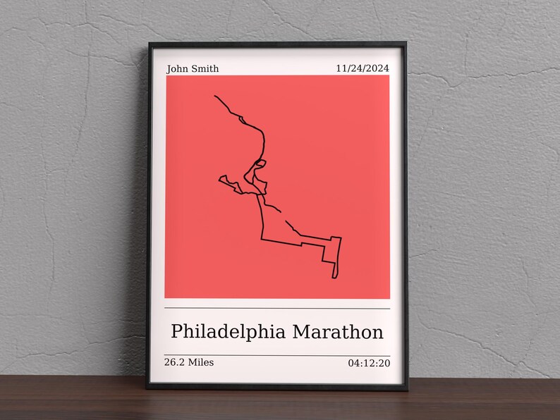 Philadelphia Marathon Custom Route Poster, Personalized Running Time ...