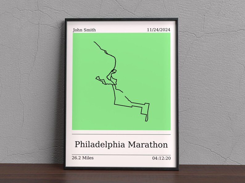 Philadelphia Marathon Custom Route Poster, Personalized Running Time ...