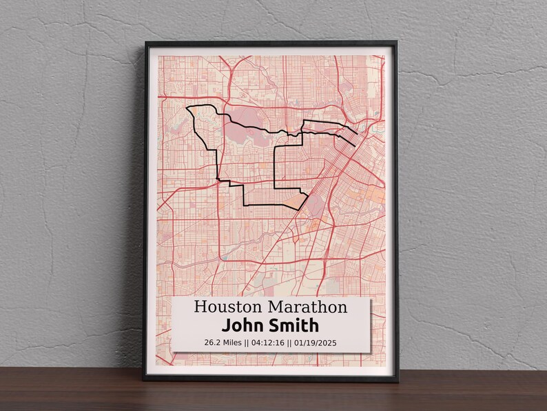 2026 Houston Custom Marathon Map Poster - Etsy