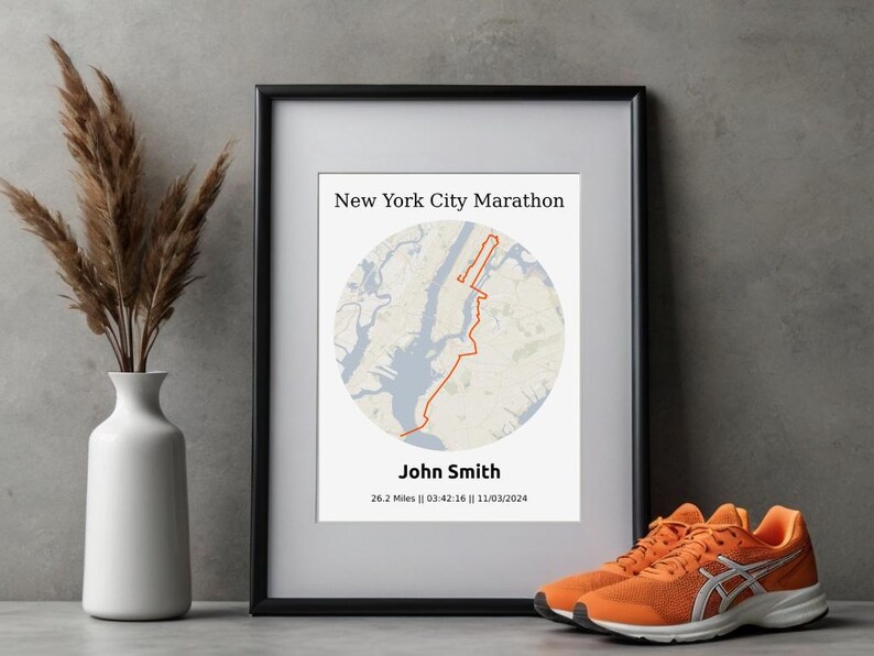 New York City Marathon Custom Map Poster, Personalized Running Time and ...