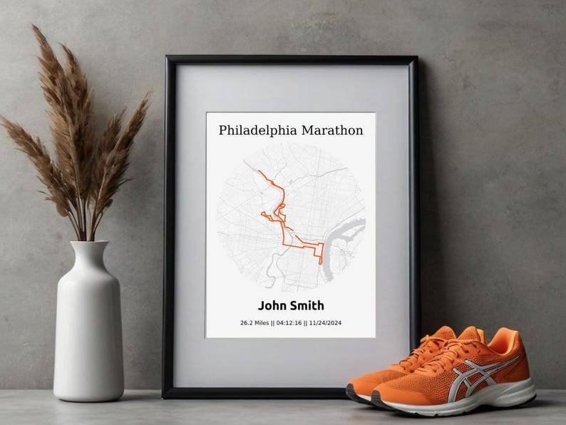 Philadelphia Marathon Custom Map Poster, Personalized Running Time and ...