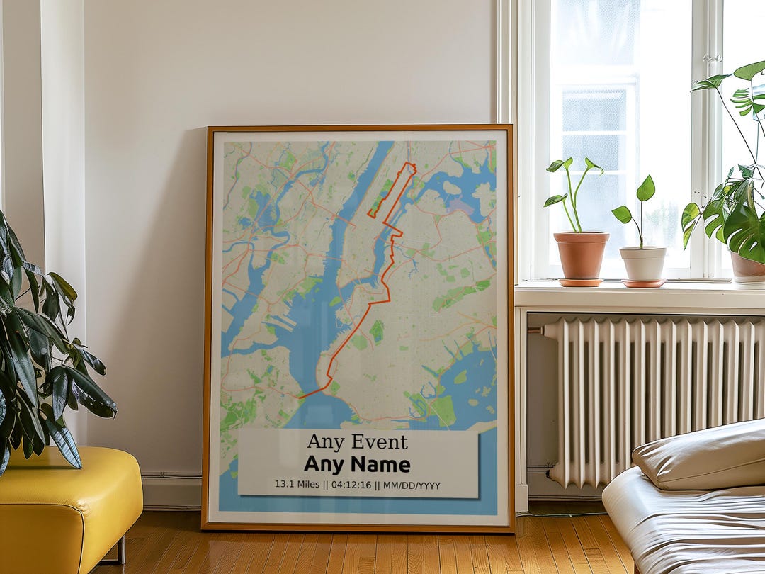 Custom Running Route Map Print: Marathon, Half Marathon, 10k, 5k ...