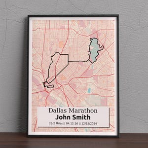 Dallas Marathon Custom Map Poster: Personalized Runner Gift - Etsy