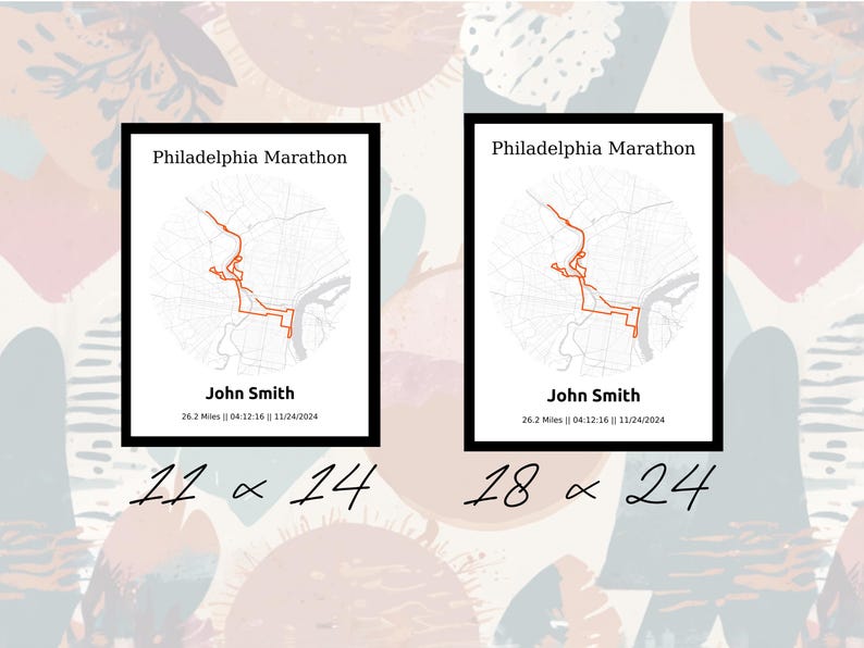 Philadelphia Marathon Custom Map Poster, Personalized Running Time and ...