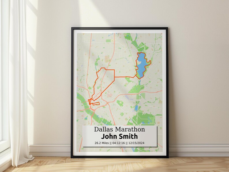 Dallas Marathon Custom Map Poster: Personalized Runner Gift - Etsy