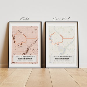 Custom Twin Cities Marathon Map Poster, Personalized Running Time and ...