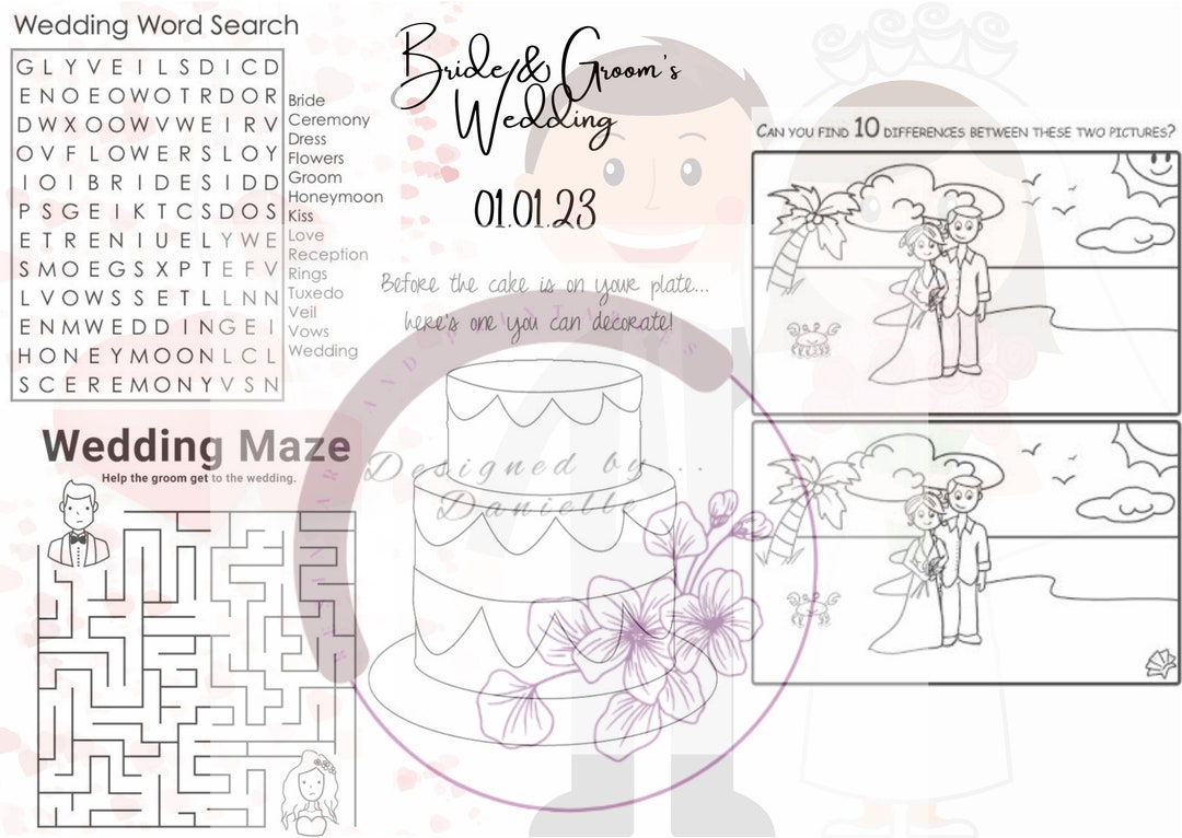 Wedding Puzzle Page for Kids - Etsy UK