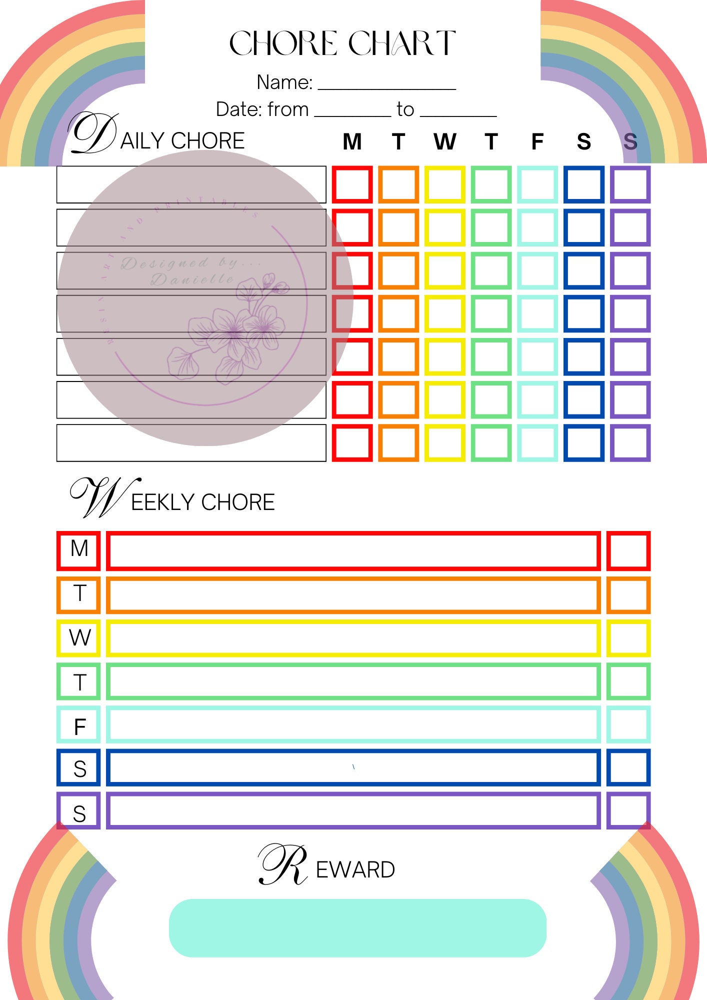 Rainbow Kids Chore Chart - Etsy