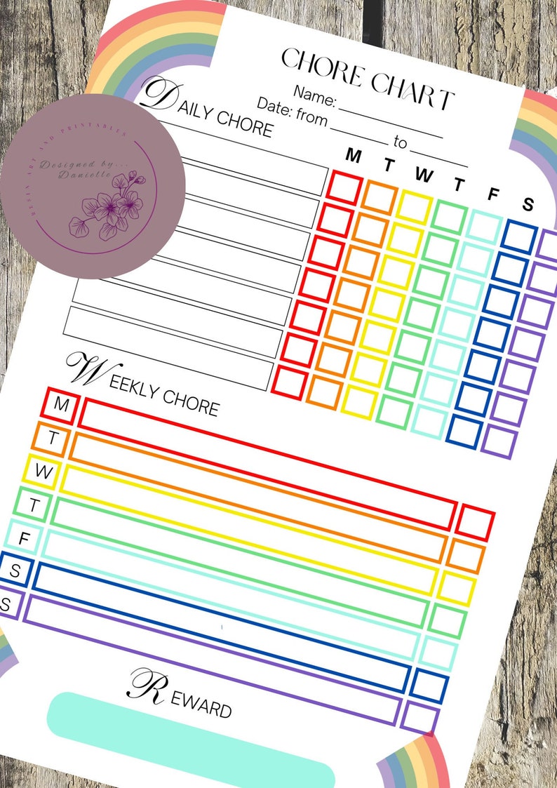 Rainbow Kids Chore Chart - Etsy
