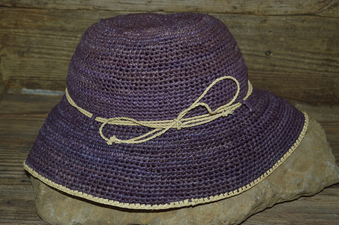 Purple Raffia Helen Kaminski Beach Hat Straw Hat Vintage Beach - Etsy