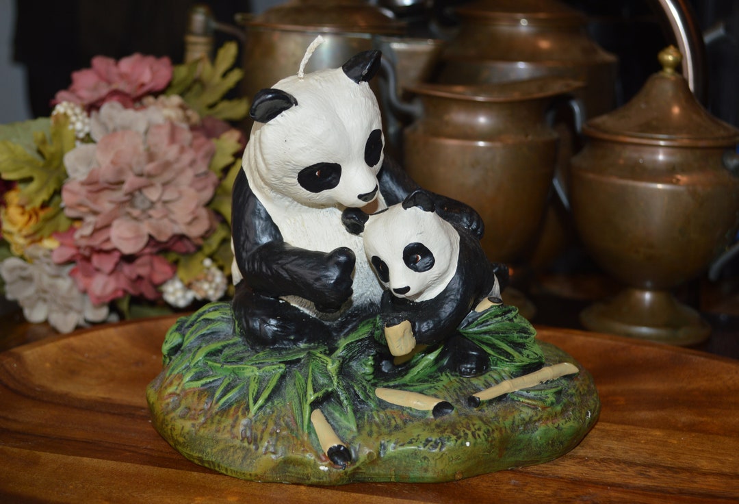 Retro Animal Candle Panda Mother and Cub Candle Vintage Decorative ...