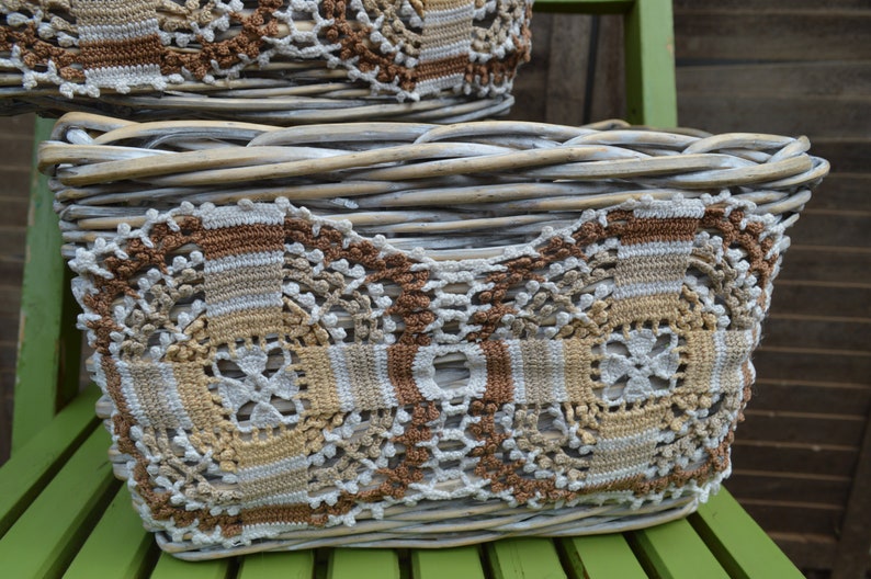 2 Wicker Bohemian Vintage Storage Baskets Decorative Baskets Farmhouse ...