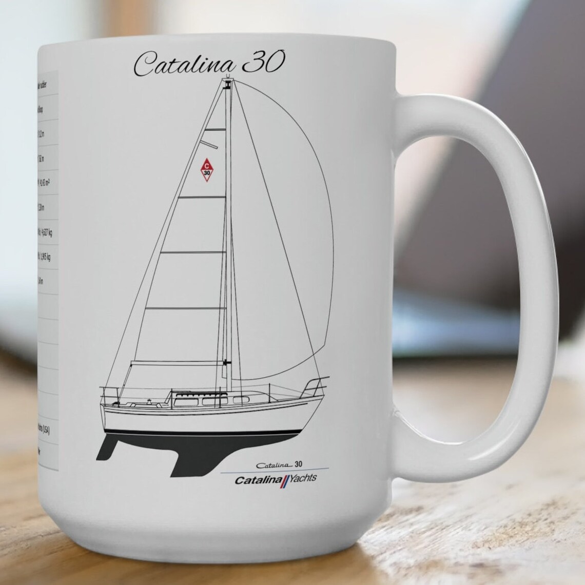Catalina 30 Sailboat Coffee Mug With Specs and Plan Sailor Sailing ...