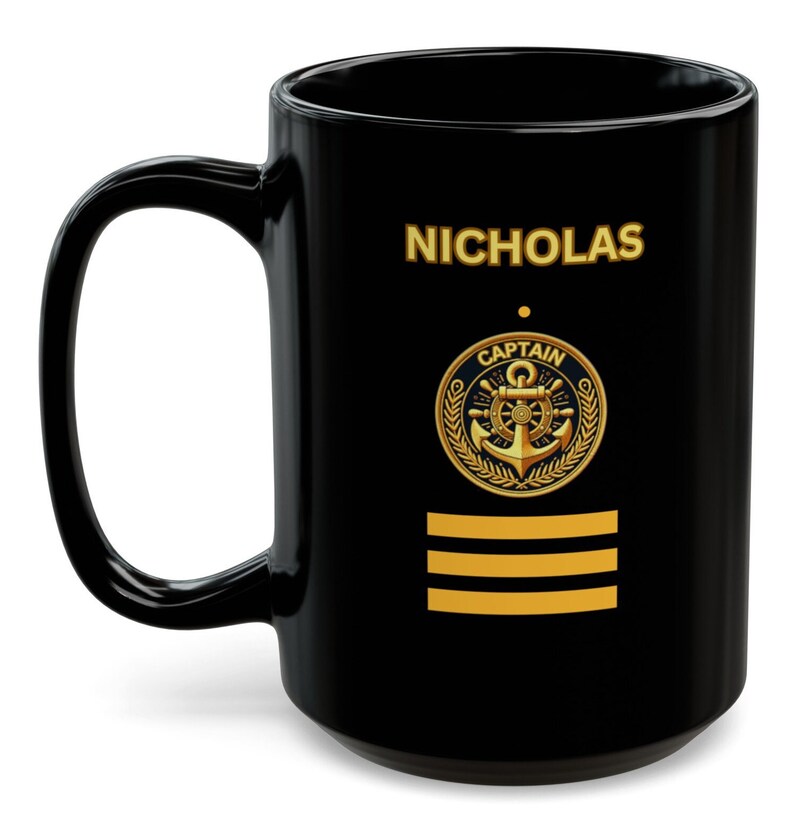Personalized Captain Sailor Themed Black Coffee Mug Cup Tea Boat ...