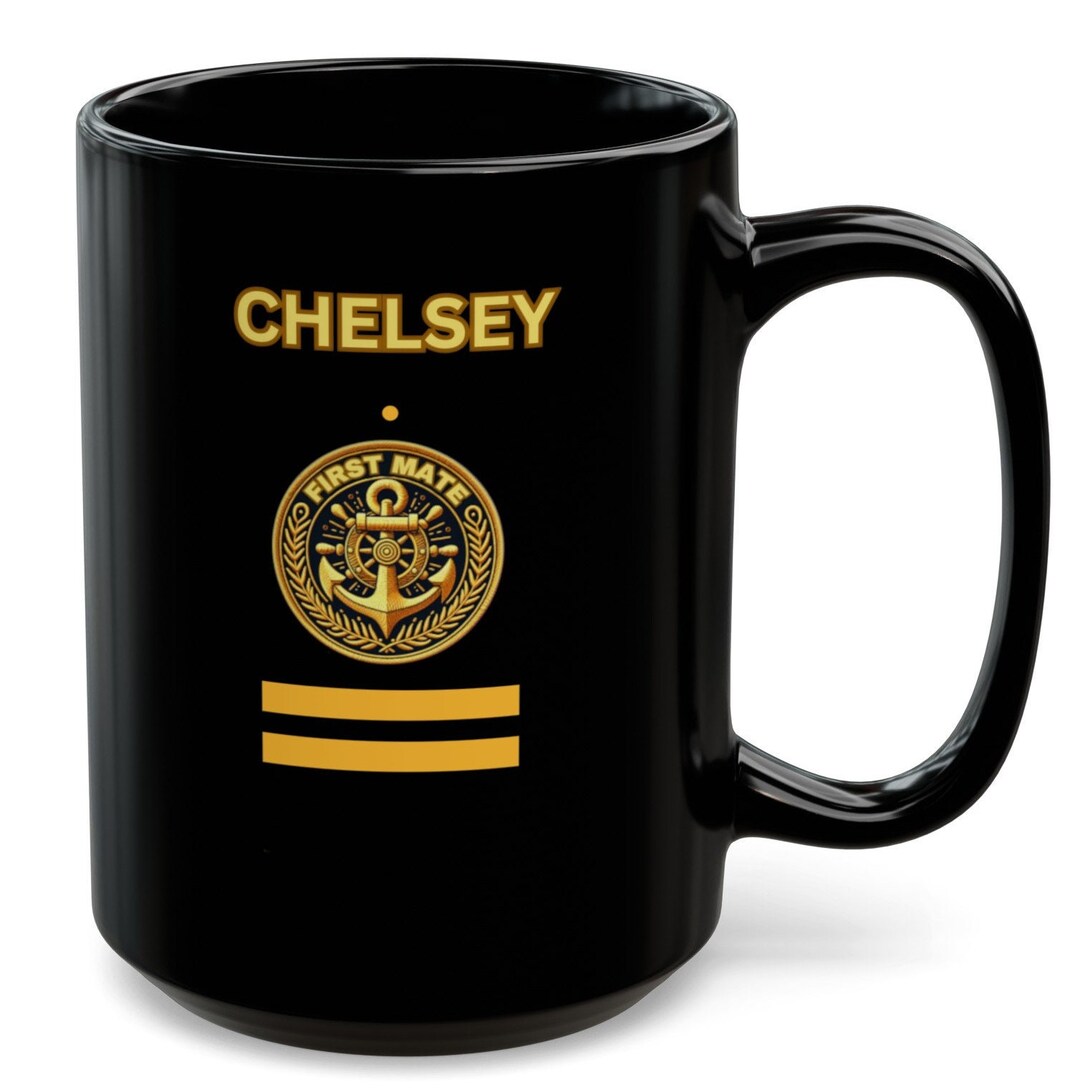Personalized First Mate Sailor Themed Black Coffee Mug Cup Tea Boat ...