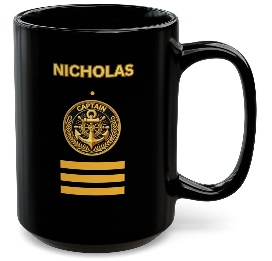 Personalized Captain Sailor Themed Black Coffee Mug Cup Tea Boat ...