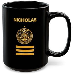 Personalized Captain Sailor Themed Black Coffee Mug Cup Tea Boat ...