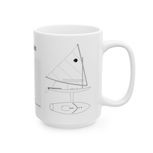 Sunfish Sailboat Dinghy With Drawing and Specs Ceramic Mug, (11oz, 15oz ...
