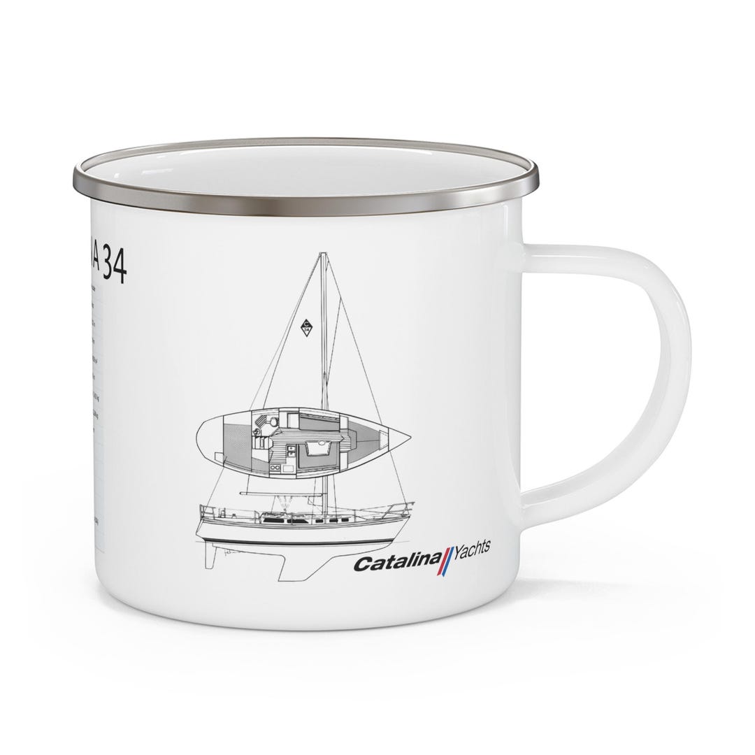 Catalina 34 Sailboat With Drawing and Specs Enamel Camping Mug - Etsy