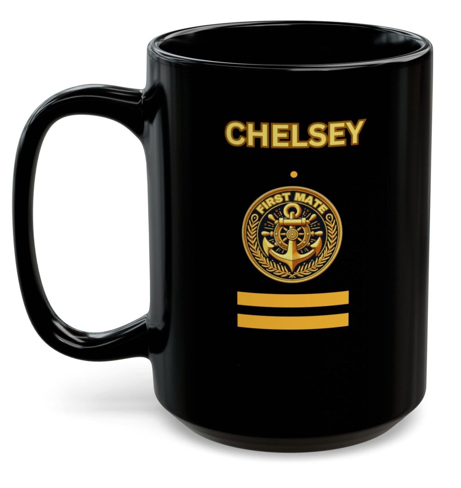 Personalized First Mate Sailor Themed Black Coffee Mug Cup Tea Boat ...