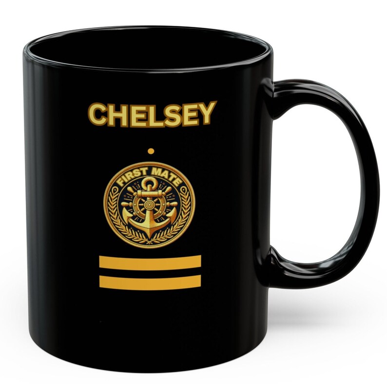 Personalized First Mate Sailor Themed Black Coffee Mug Cup Tea Boat ...