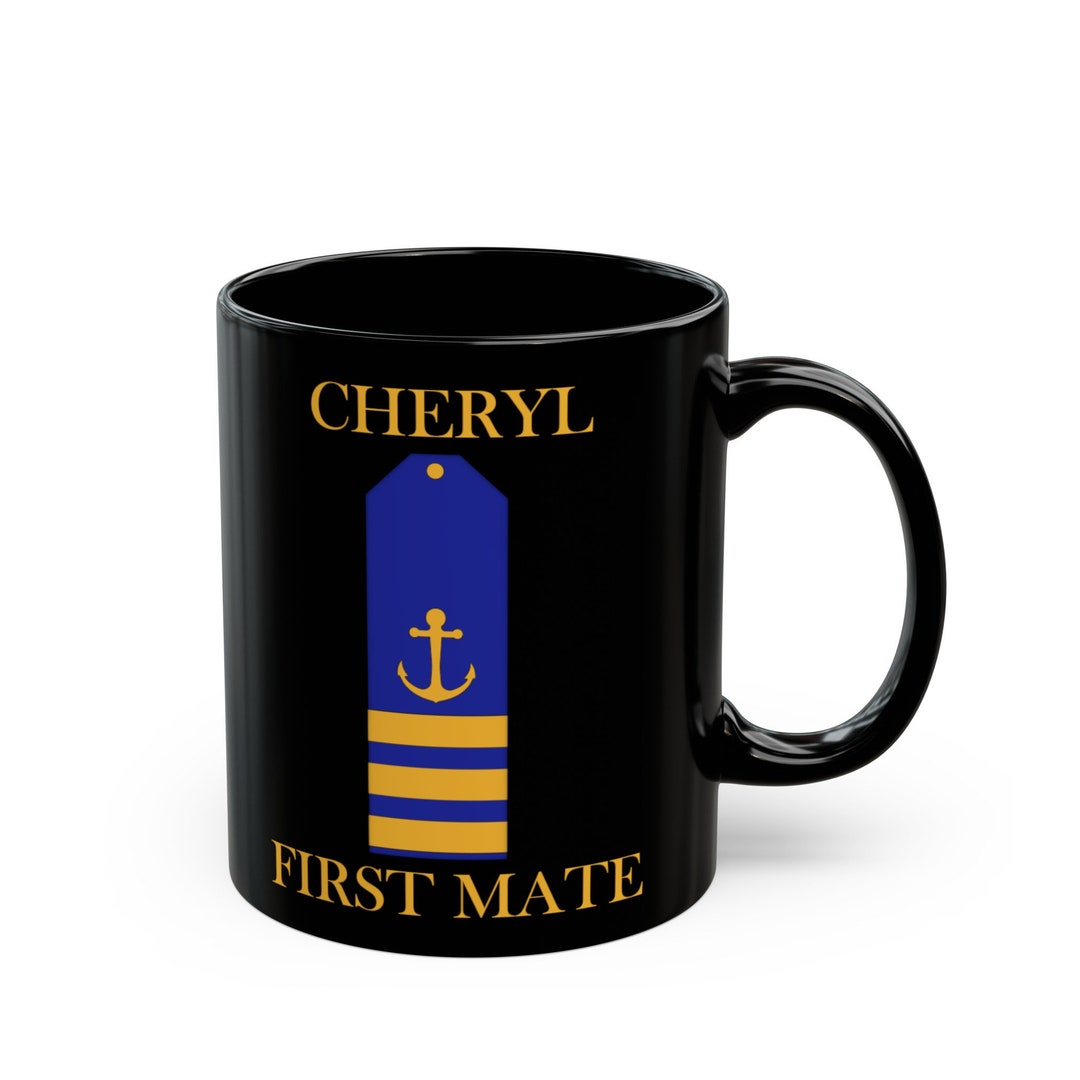 Personalized Sailor Themed First Mate Black Coffee Mug Cup Tea Boat ...